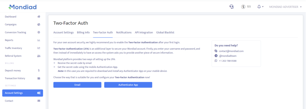 Advertiser Account Settings - Mondiad Blog